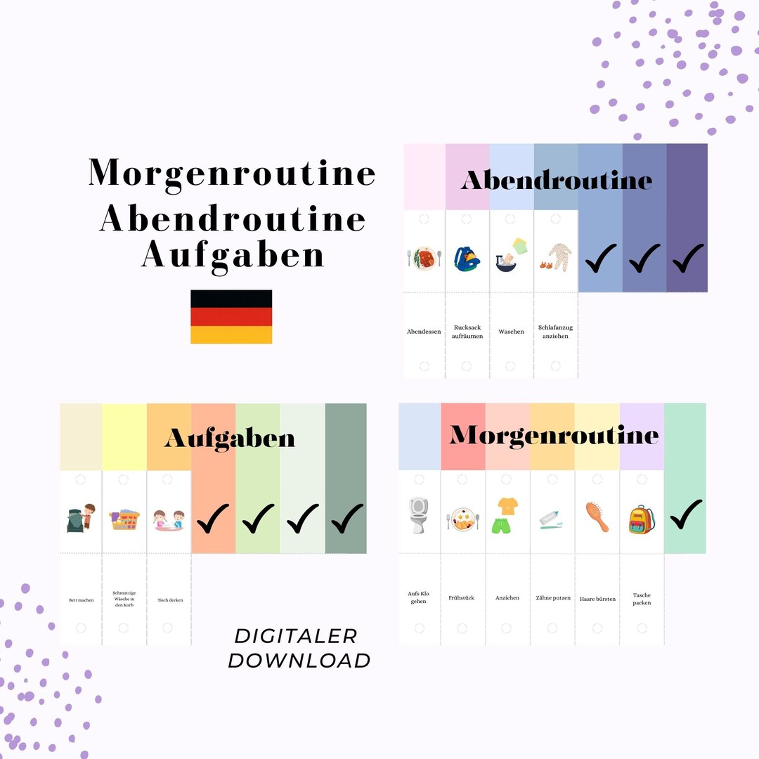 Morgen Und Abendroutine Für Kinder Zum Ausdrucken - Aufgabendiagramm ...