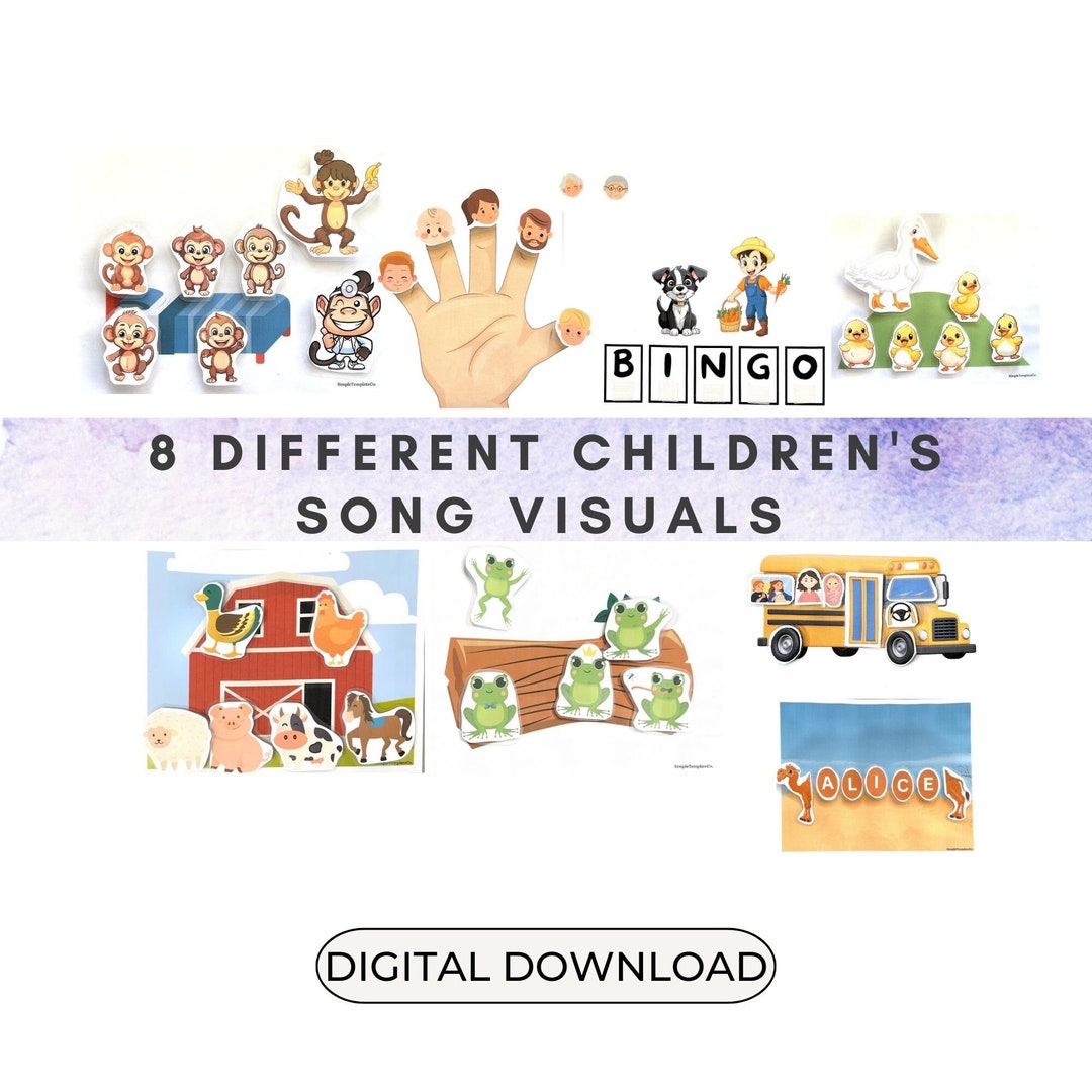 8 Song Visuals BUNDLE - Children's Song Rhyme- Digital Download ...
