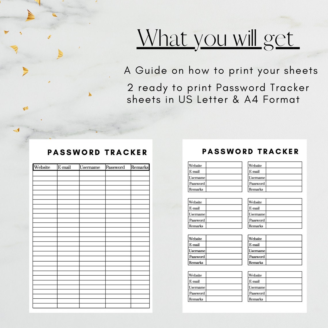 Password Tracker - Printable PDF - Password Tracker Insert - Printable ...