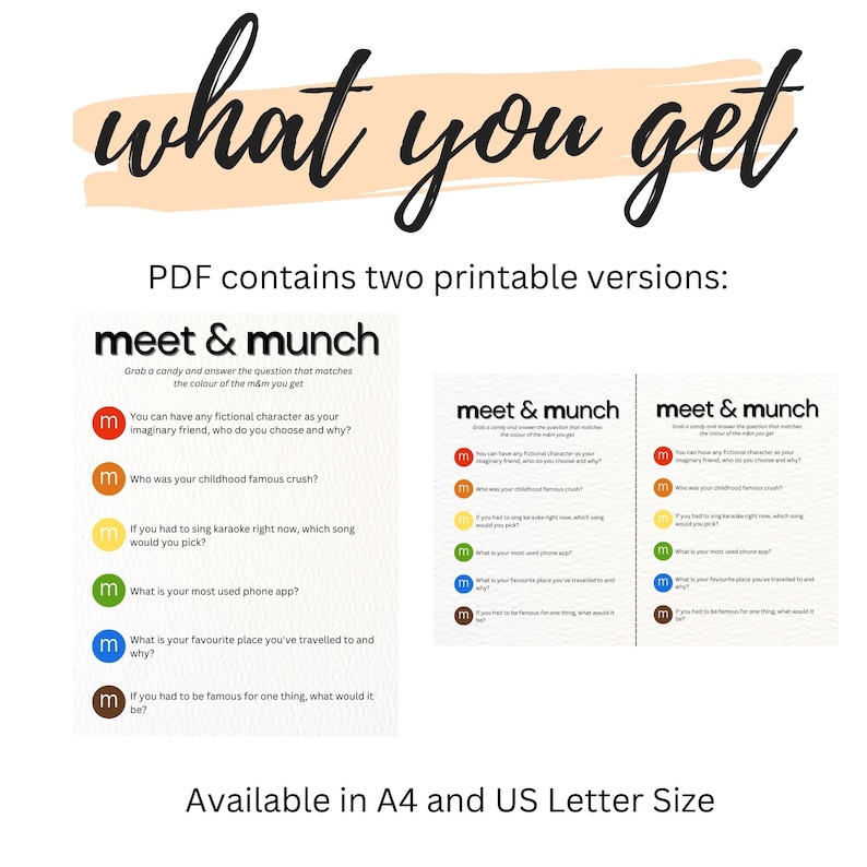 M and M Game - Meet and Munch Candy Game - Icebreaker Printable Game ...