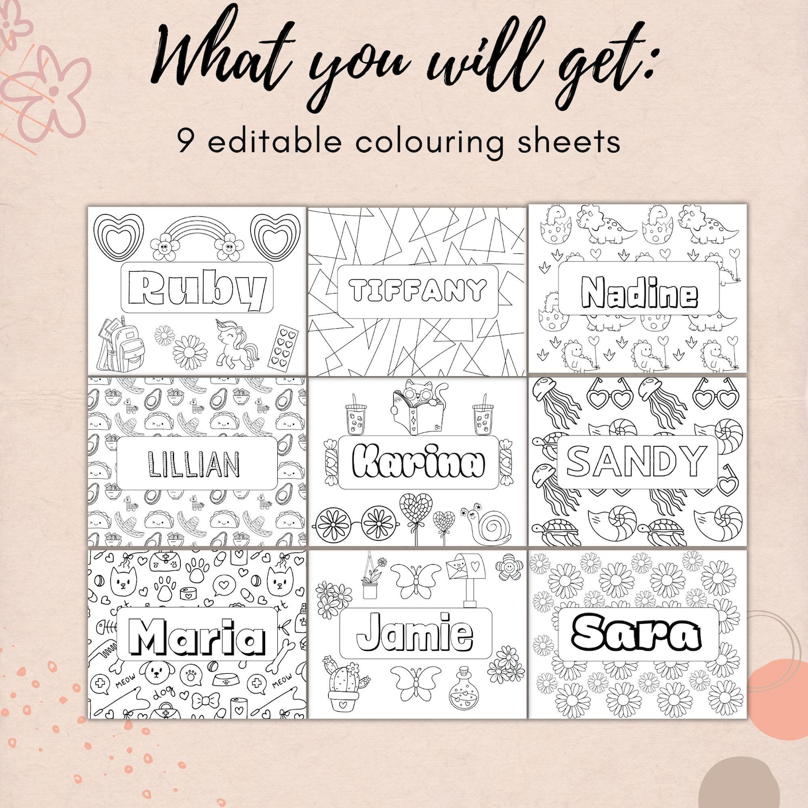 Name Coloring Page - Editable Colouring Name - Custom Name Tag ...