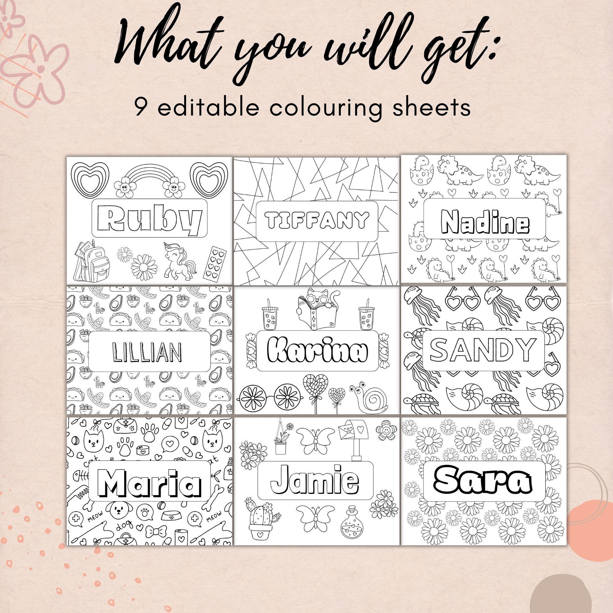 Name Coloring Page - Editable Colouring Name - Custom Name Tag ...