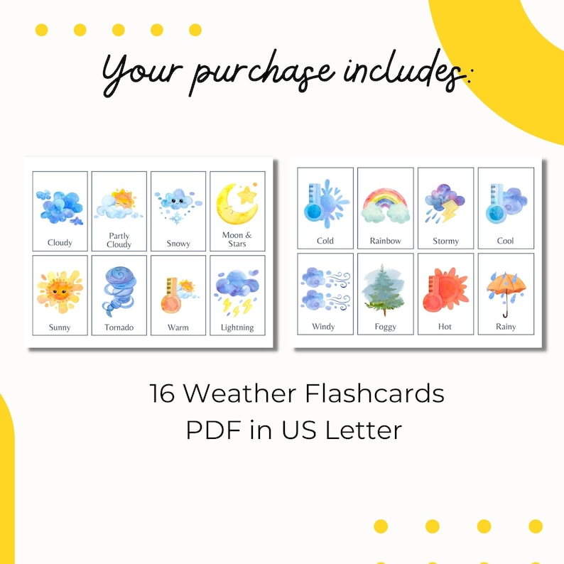 Weather Flashcards Weather Clipart Weather Chart - Etsy