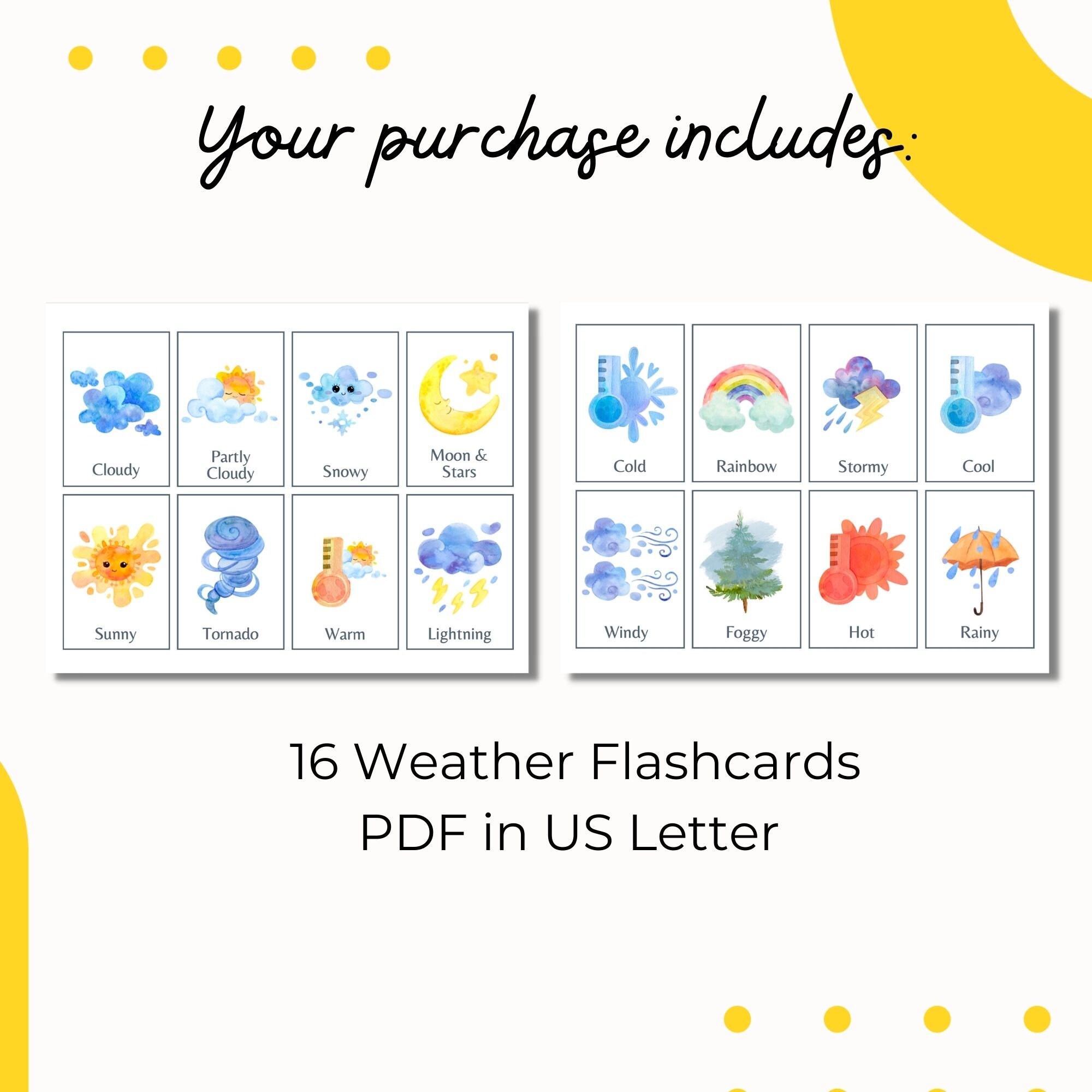 Weather Flashcards - Weather Clipart - Weather Chart- Homeschool ...