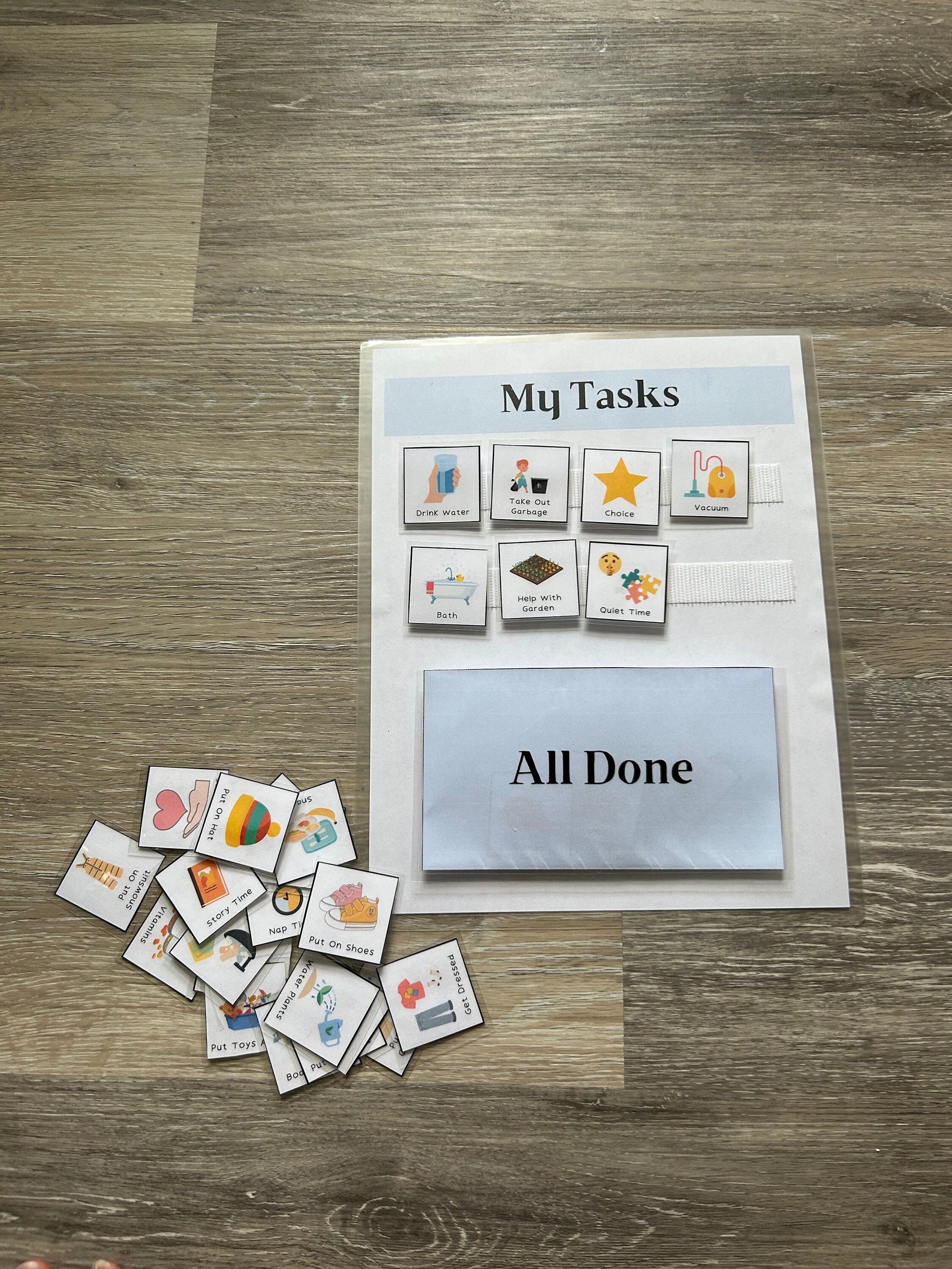 Kids Chore Chart Routine Cards Visual ASD Chart Daily Responsibilities ...