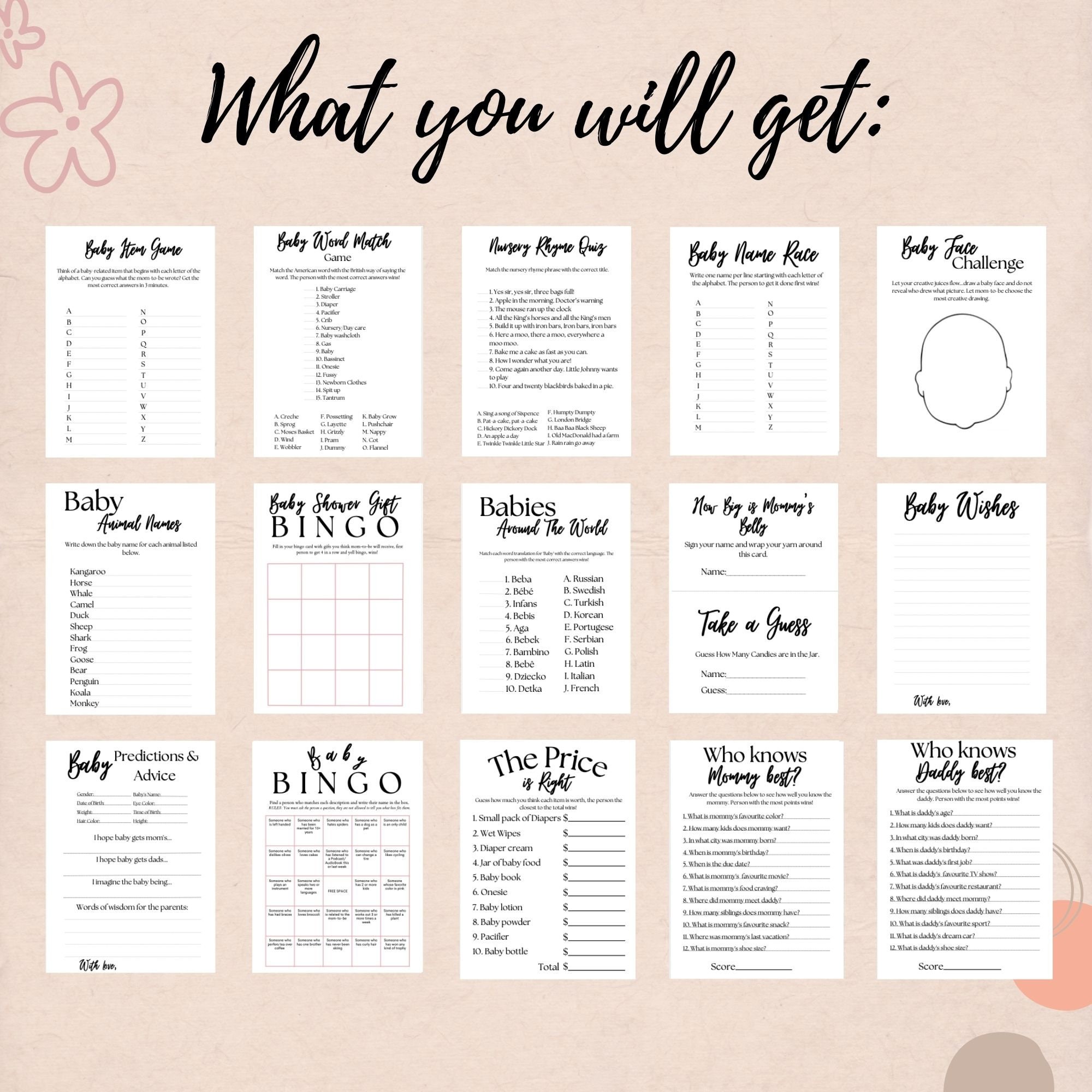 Editable Canva Baby Shower Games - 30 Editable Baby Shower Games - Baby ...