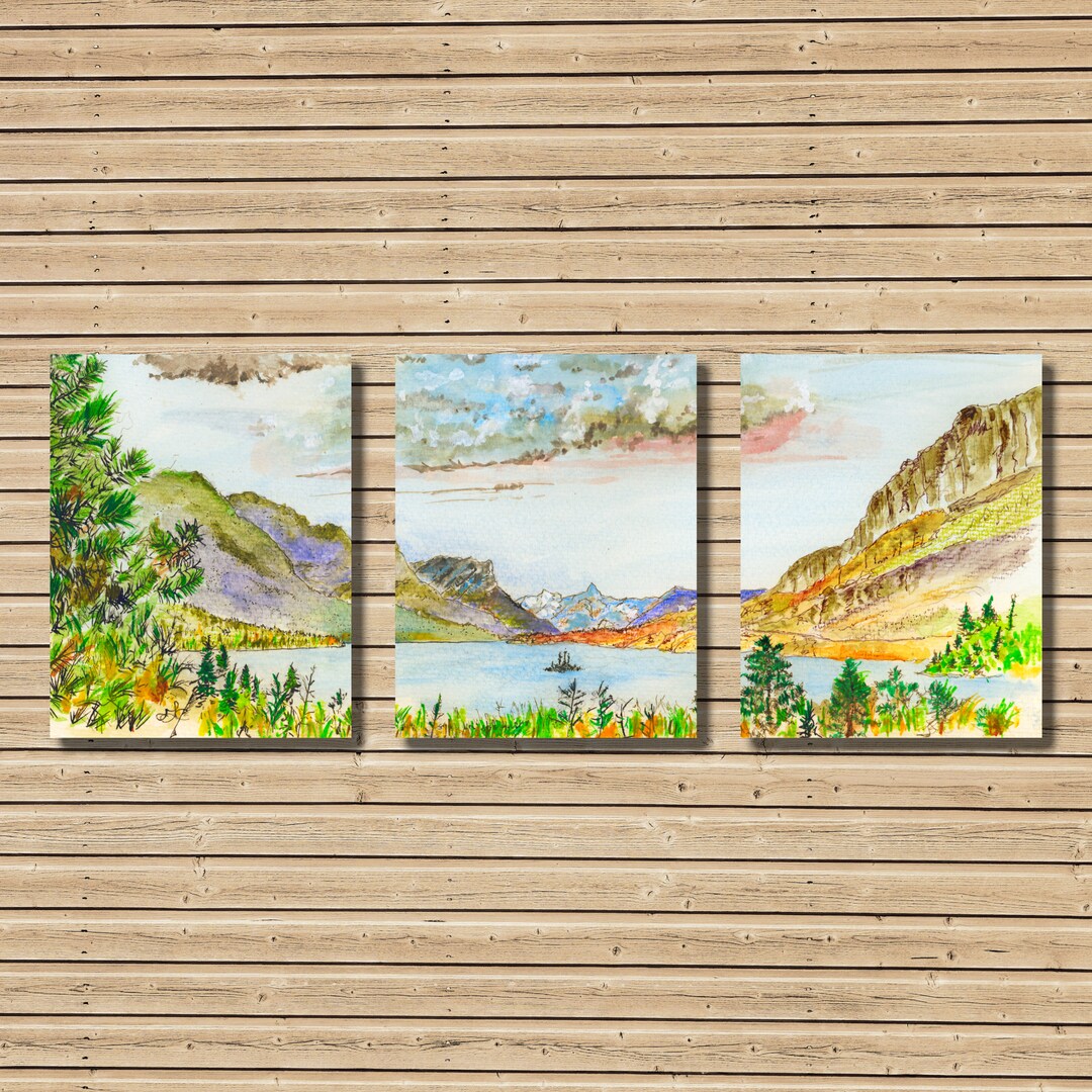 St Mary Lake & Wild Good Island Triptych, Glacier National Park ...
