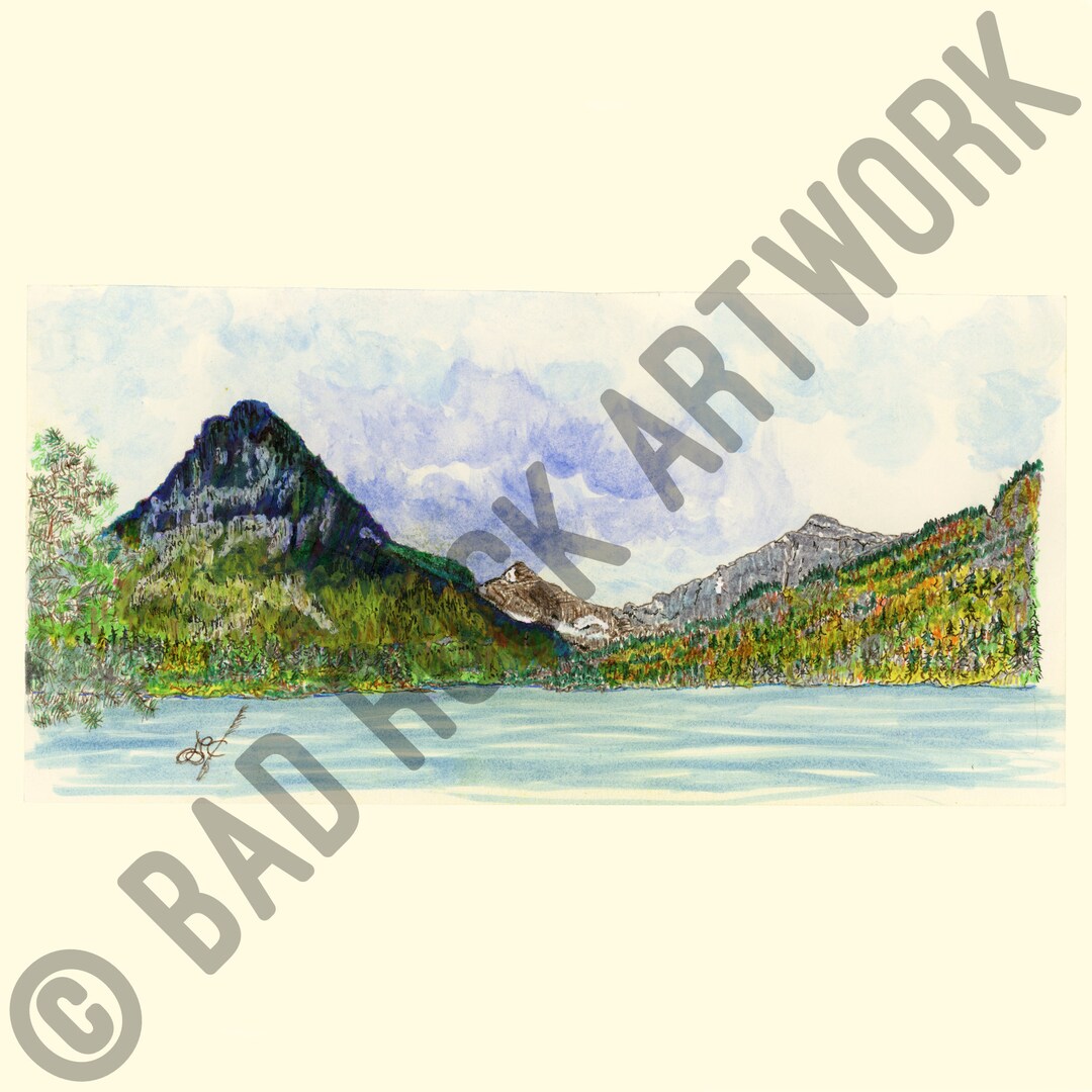 Mt Sinopah & Two Medicine East Glacier, Montana Watercolor Art Print by ...