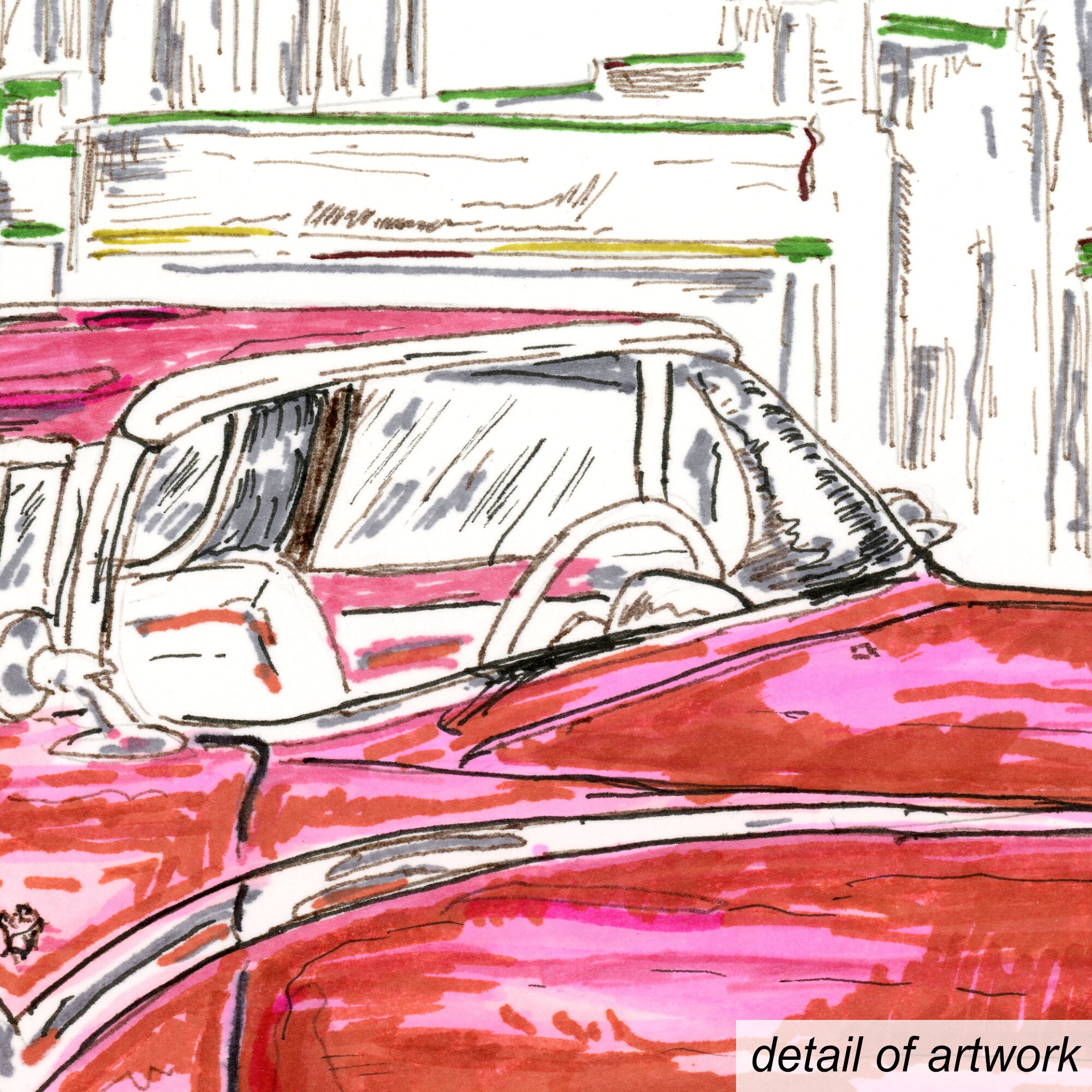 Vintage 1955 Crown Victoria Pen & Ink Giclee Montana Art Print by ...