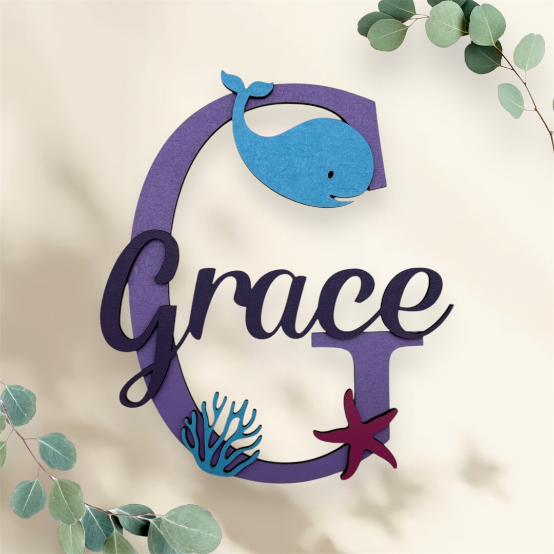 Ocean Theme Name Sign Name Plaque Door Sign Wall Sign Sea Nursery Toy ...