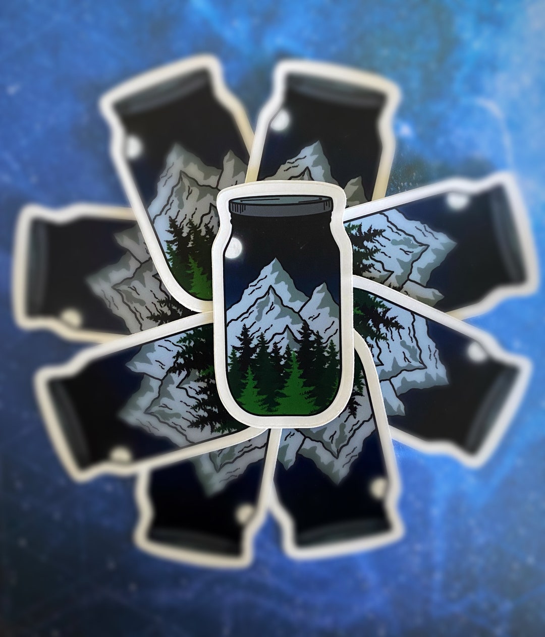 Mason Jar Stickers | Mountain Stickers| Captured Nature Stickers | 3 ...