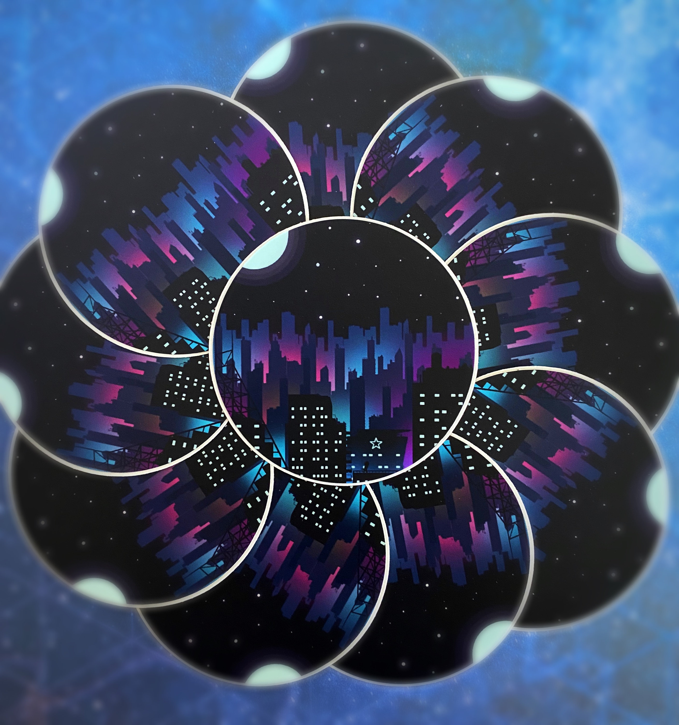 Night City Sticker | Cityscape Sticker| City Skyline Sticker | 3" Vinyl ...