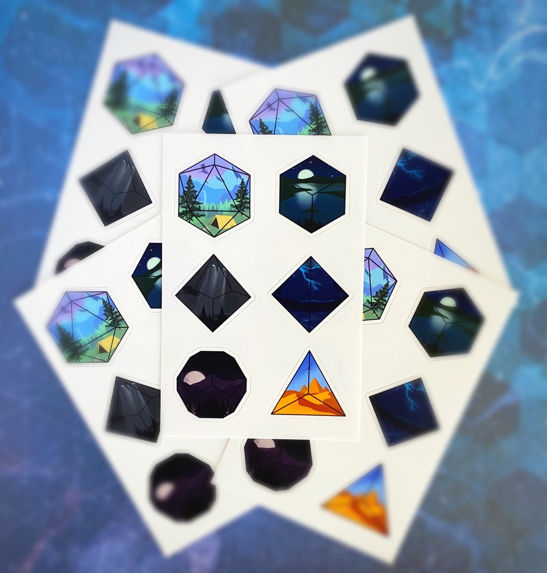 Dnd Scenery Sticker Sheet | Nature Sticker Sheet | Six Dice Stickers ...