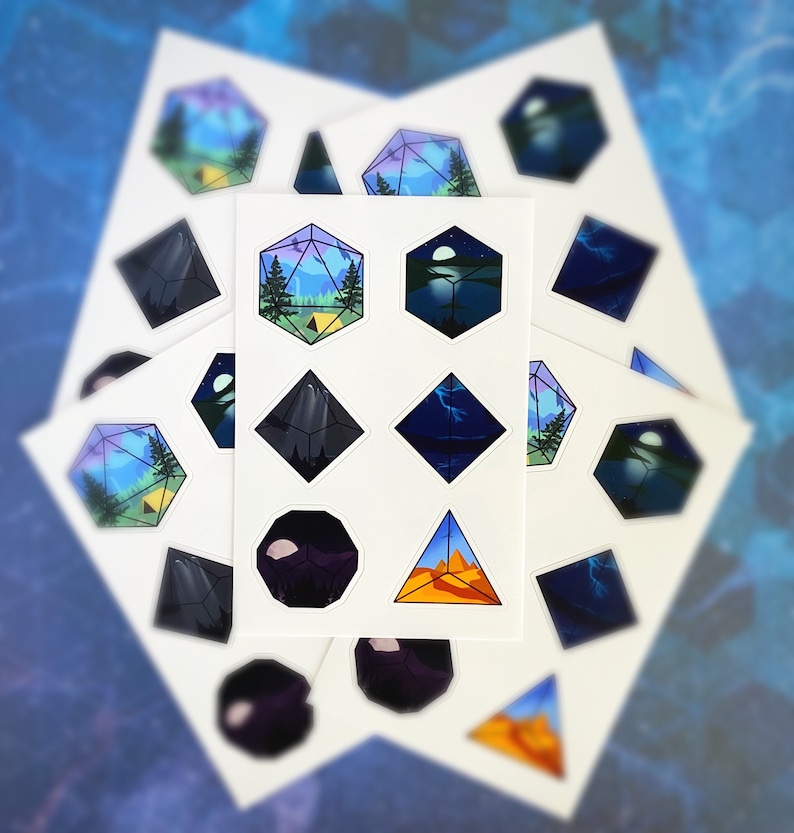 Dnd Scenery Sticker Sheet | Nature Sticker Sheet | Six Dice Stickers ...