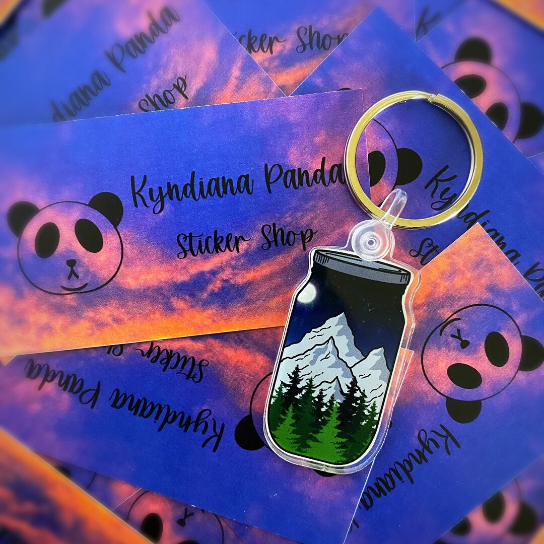 Moon & Mountains Keychain | Mason Jar Keychain | 2” Acrylic Charm on ...
