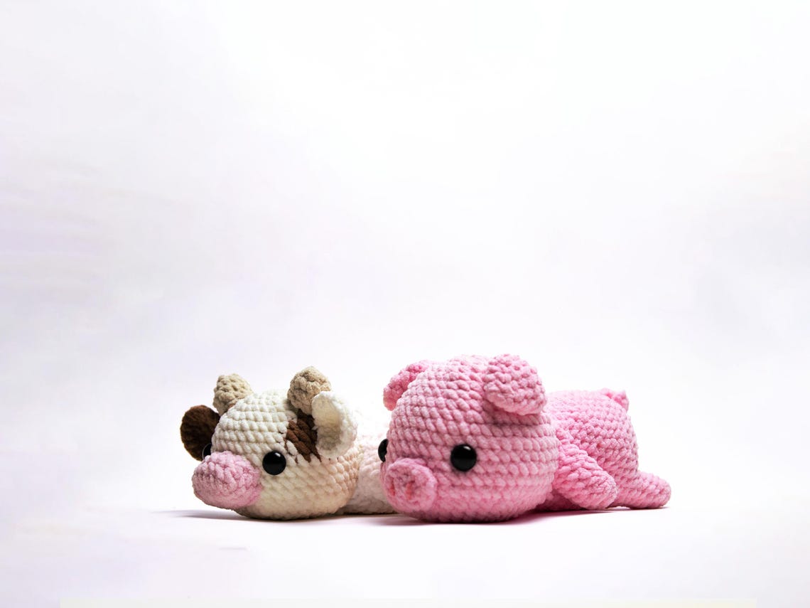 Pig and Cow Crochet Pattern, Crochet Pattern Piglet Snuggler, Cute ...