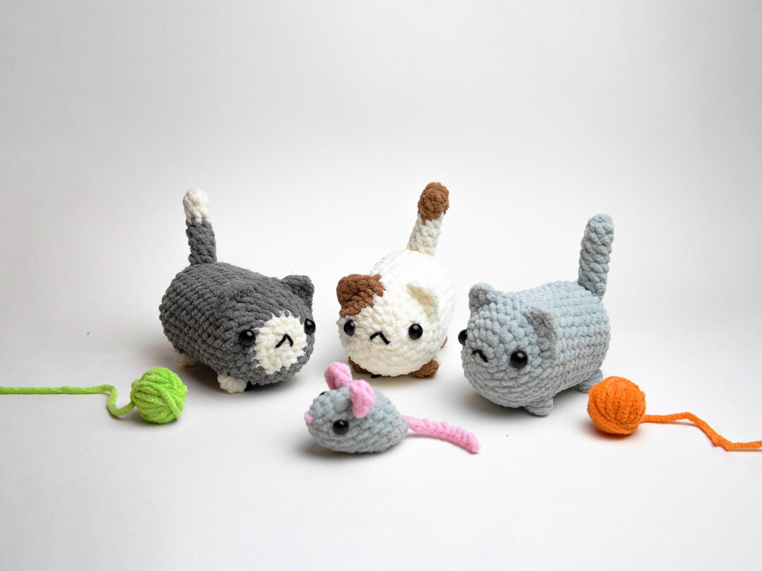 No Sew 4in1 Loaf Cat and Mouse Crochet Pattern, Cute Loaf Cat Plushies ...