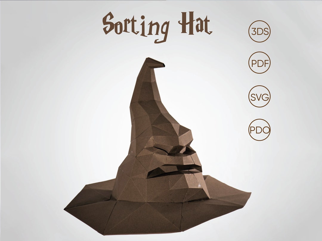 The Sorting Hat Papercraft, Sorting Hat Quiz, Low Poly Mask, 3d Paper Mask, Paper Mask Template ...