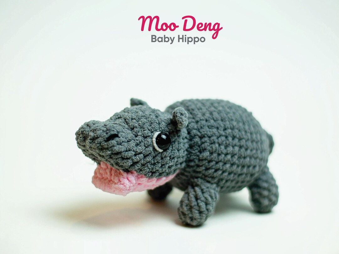 Moo Deng Crochet Pattern, Baby Hippo Crochet Pattern, Stuffed Animal Amigurumi PDF, Screaming ...
