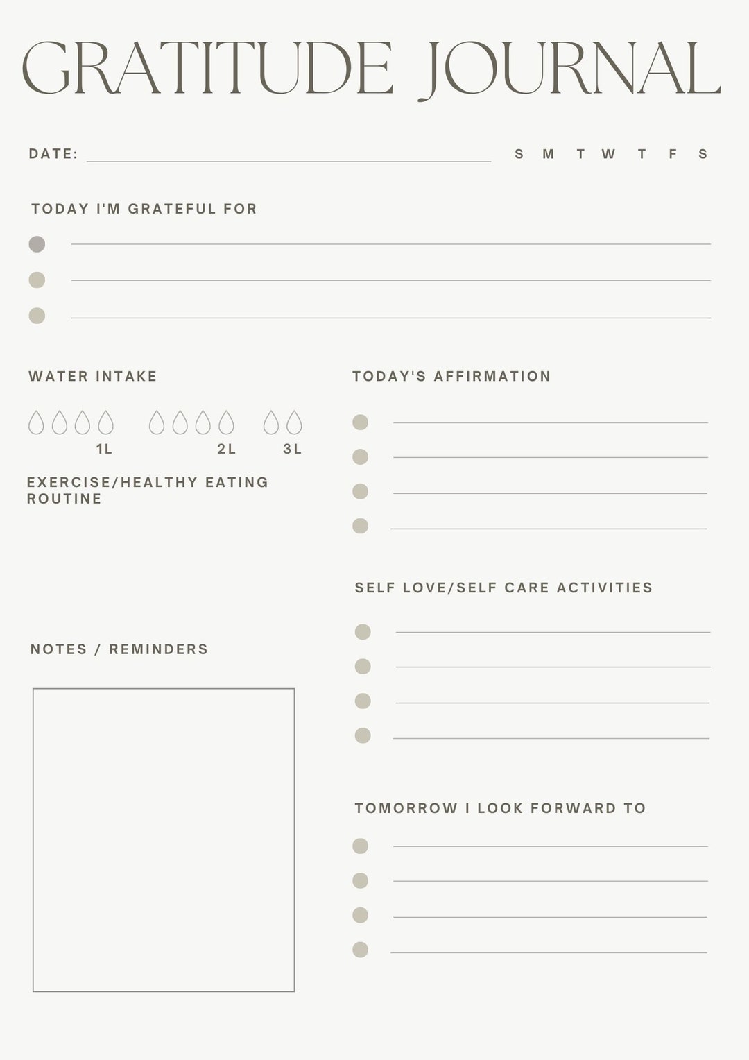 Gratitude Self Love - Self Care Planner/journal | Instant Download ...