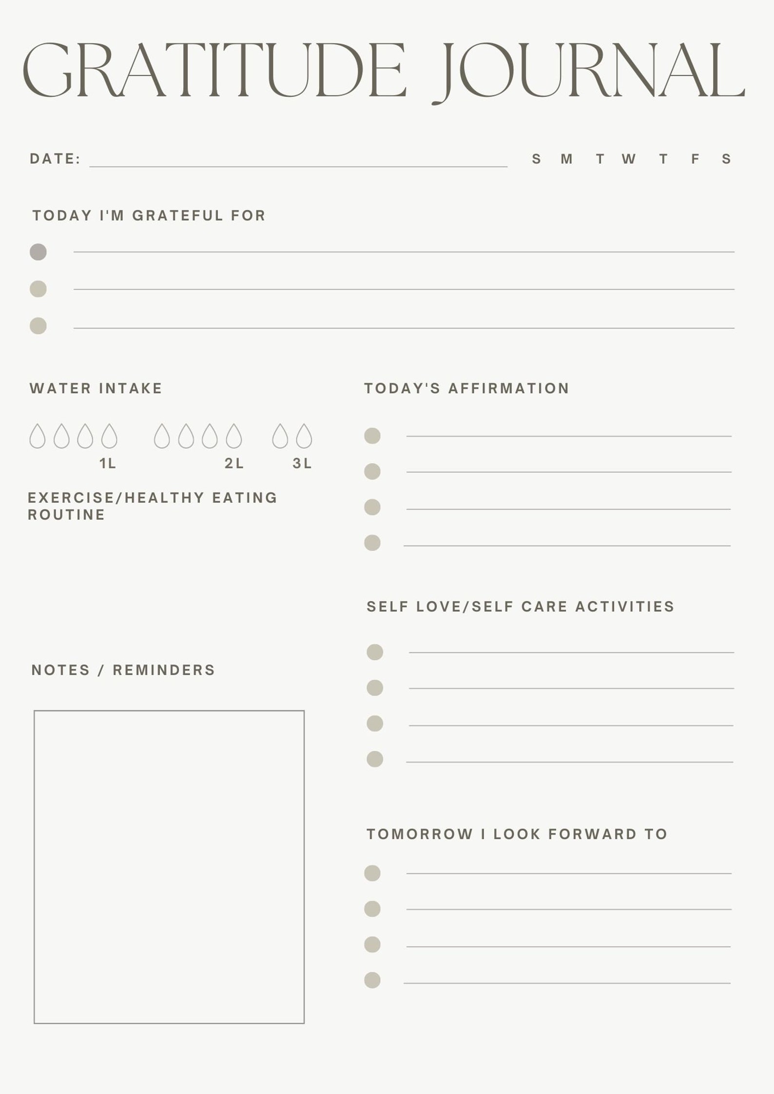 Gratitude Self Love - Self Care Planner/journal | Instant Download ...