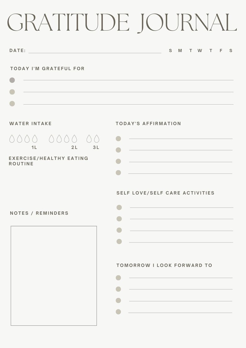 Gratitude Self Love - Self Care Planner/journal | Instant Download ...