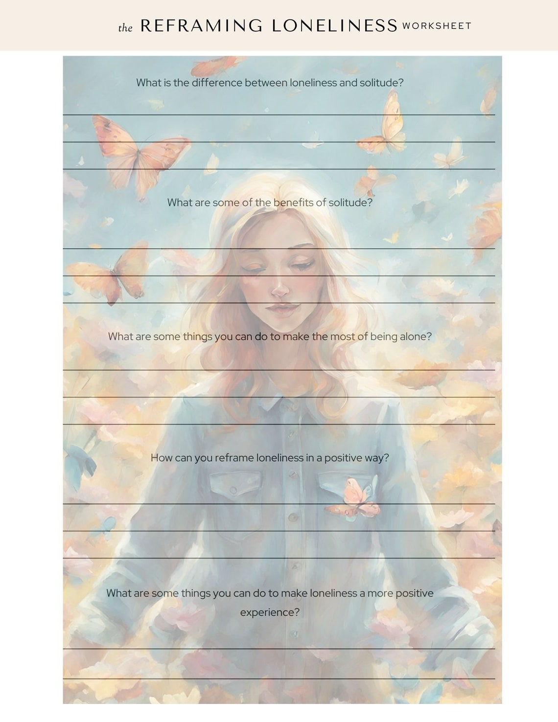 Artist Reframing Loneliness Worksheets | 5 Pages | Self Help | Self ...