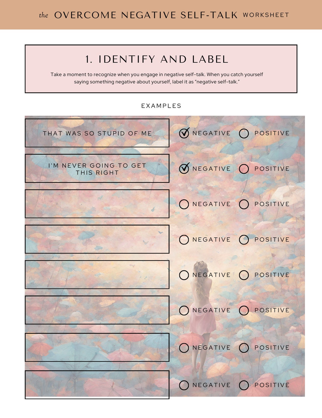 Overcoming Negative Thoughts Worksheets 3 Pages Self Love Mental Health ...