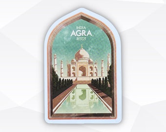 Taj Mahal Sticker, Retro Taj Mahal Sticker, India Sticker, India Decal ...