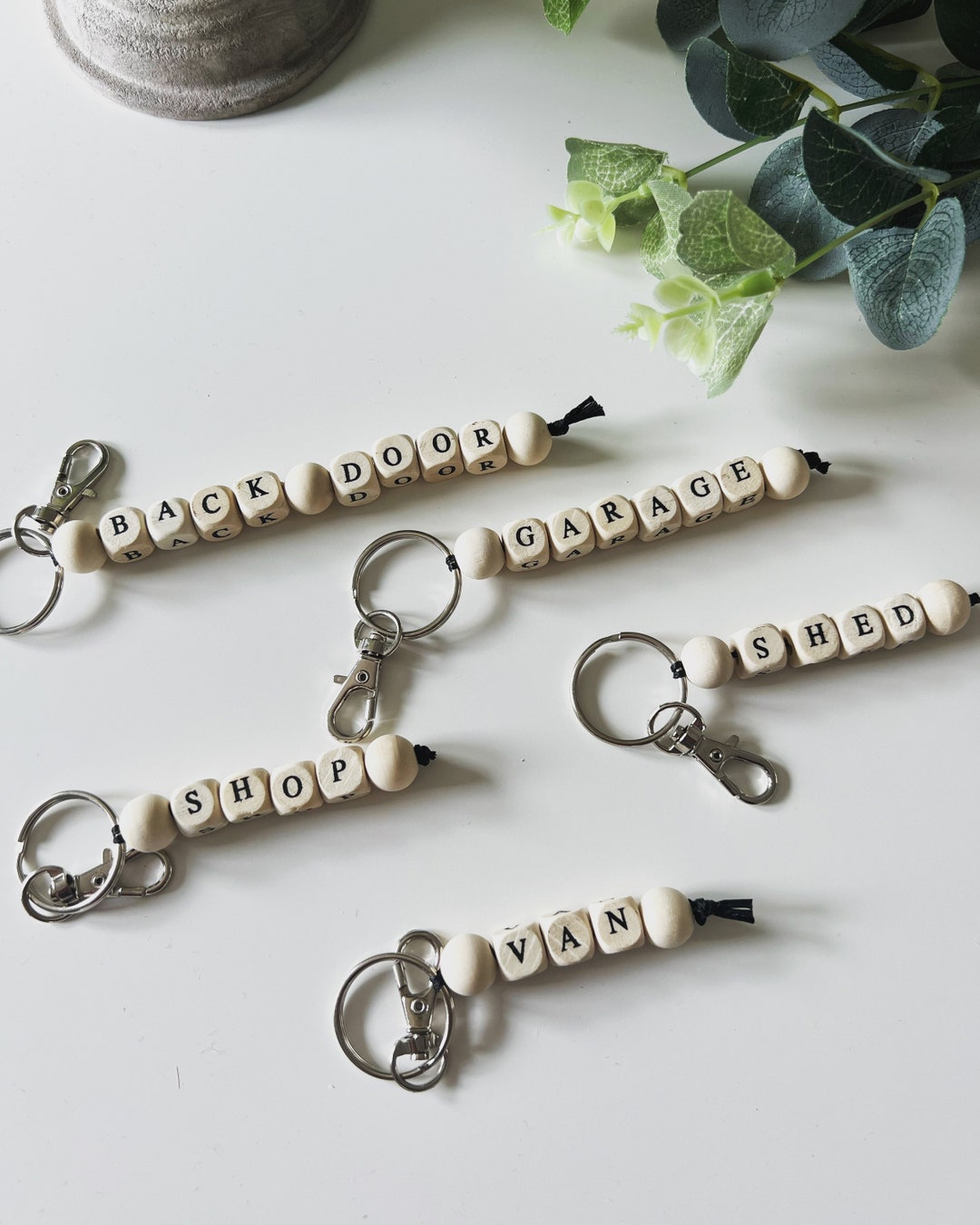 Keychains. Van Key. Shed Key. House Keys. Woodenbeads. Shop - Etsy