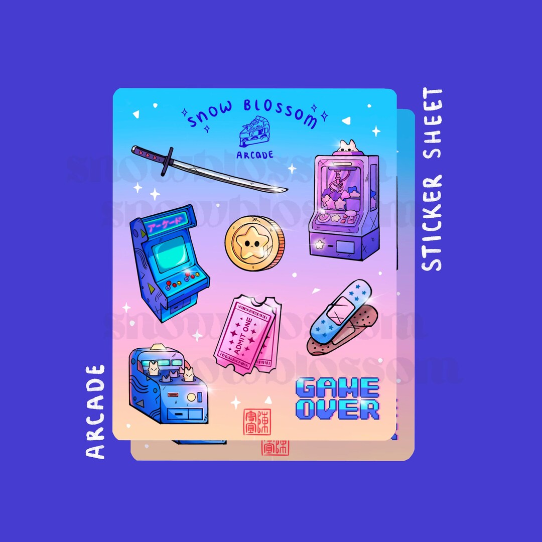 Retro Arcade Sticker Sheet, Vaporwave Gaming Stickers, Nostalgic Decals ...