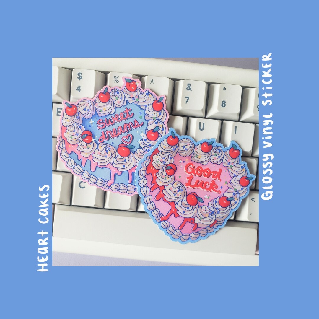 Heart Cake Sticker, Good Luck Symbol, Sweet Dreams Aesthetic Decal ...
