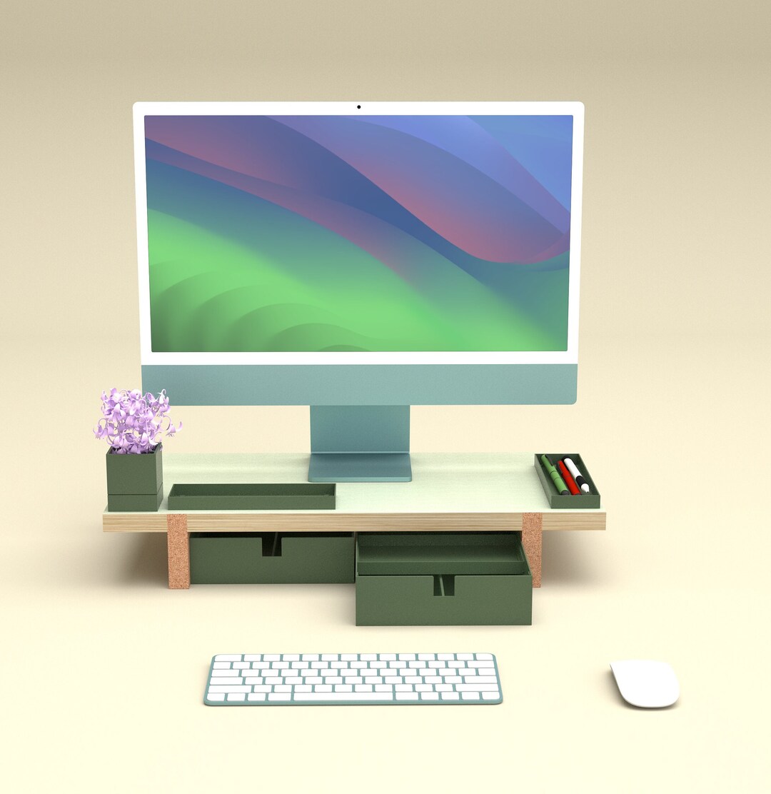 Desk Organicer Monitor Stand Pedestal Organization System With Magnetic ...