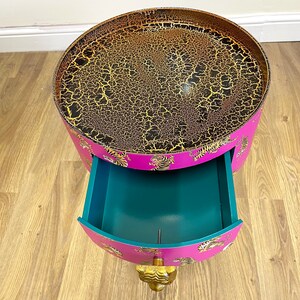 Hot Pink Magenta Tiger Round Bedside Table . Fun Bright Home - Etsy