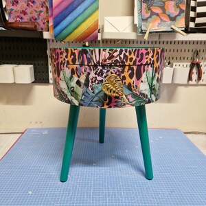 Pink and Jade Green Wooden Coffee Table , Tropical Leopard Print ...