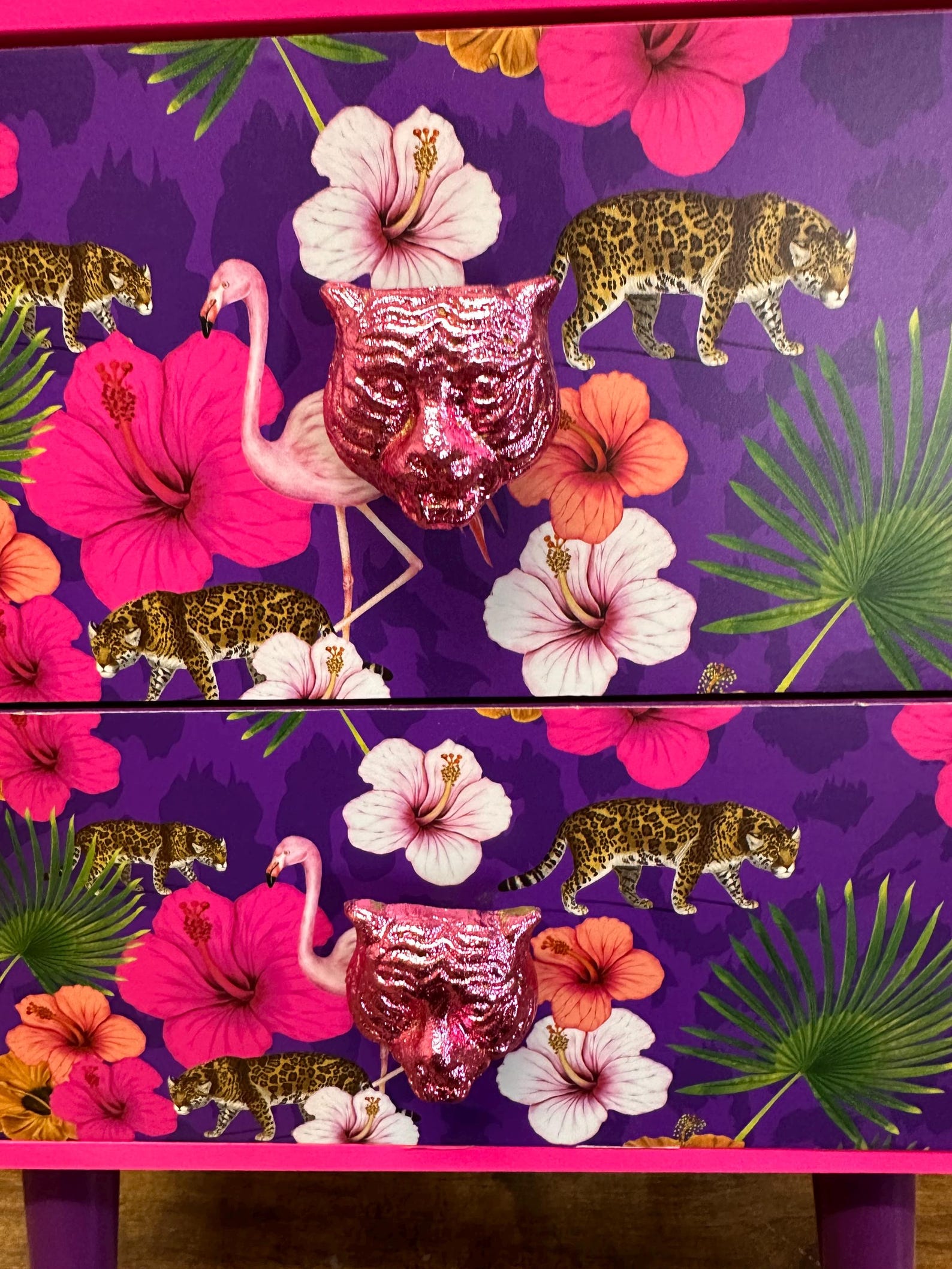 Hot Pink and Purple Square Bedside Table, Two Drawers, Ideal Nightstand ...