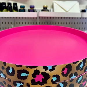 Hot Pink Magenta Leopard Round Bedside Table . Fun Bright Home Decor ...