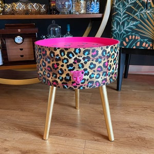 Hot Pink Magenta Leopard Spot Round Bedside Table . Fun Bright Home ...