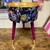 Pink Round Side Table With Floral Design. Inbuilt Drawer and Three Legs ...