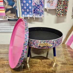 Round Coffee Table , Ditsy Floral, Multicolour Pink Blue and Green ...