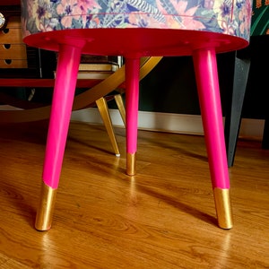 Round Hot Pink Bedside Table, Green and Navy Leopard and Floral Design ...
