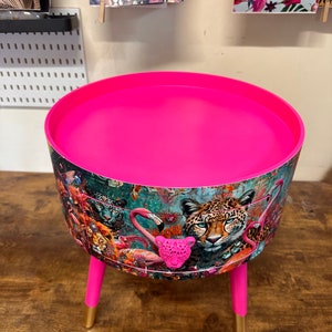 Hot Pink Flamingo and Leopard Beside Table, Teal Cheetah Jewel Design ...