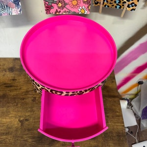 Hot Pink Leopard Round Bedside Table . Fun Bright Home Decor . Ideal ...