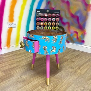 Blue Tiger Side Table for Bedroom, Pink Safari Nursery Decor Girl ...