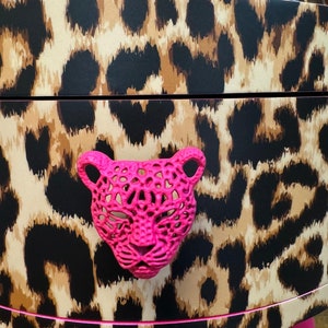 Hot Pink Leopard Round Bedside Table . Fun Bright Home Decor . Ideal ...