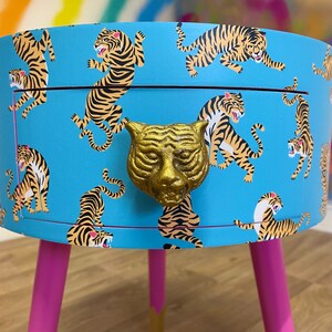 Blue Tiger Side Table for Bedroom, Pink Safari Nursery Decor Girl ...