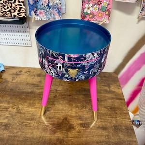 Round Hot Pink Bedside Table, Navy Leopard, Elephant and Flamingo ...