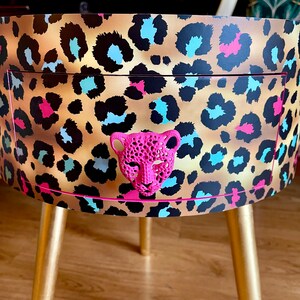 Hot Pink Magenta Leopard Spot Round Bedside Table . Fun Bright Home ...