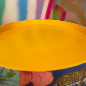 Round Bedside Table With Drawer, Navy and Yellow Nightstand With ...