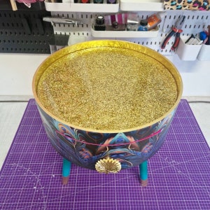 Peacock Side Table Glitter Top, Blue, Green and Teal Jewel Colours ...